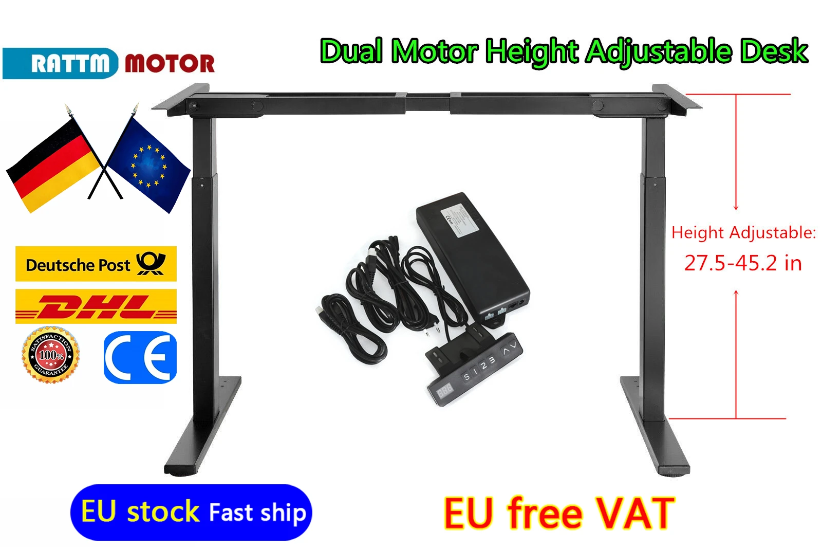 【eu Ship】two-section Electric Dual Motor Height Adjustable Three ...