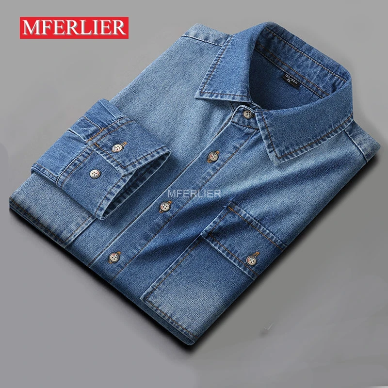 Autumn-Spring-Large-Size-Denim-Shirt-7XL-8XL-140kg-Long-Sleeve-Men-Plus ...