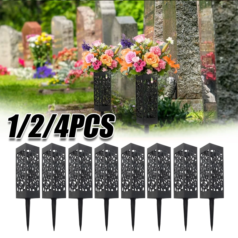 Memorial Cemetery Vases with Stake Grave Flower Holder Outdoor ...