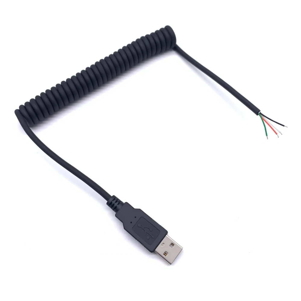 USB-Male-PU-Spring-wire-4-core-charging-data-cable-Slingshot-stretching ...