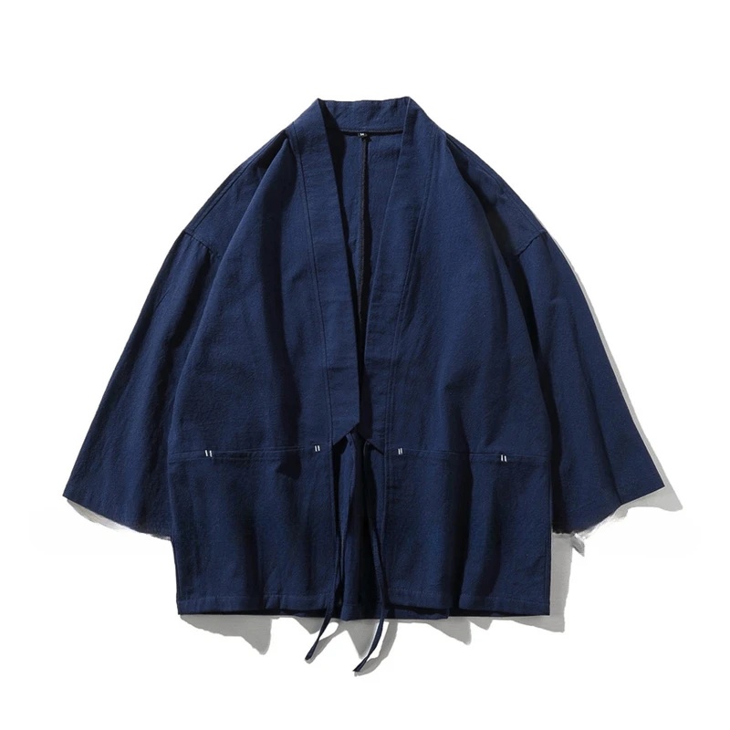 Traditional-Japanese-Style-Bath-Robe-Gown-Fashion-Men-Samurai-Cardigan ...
