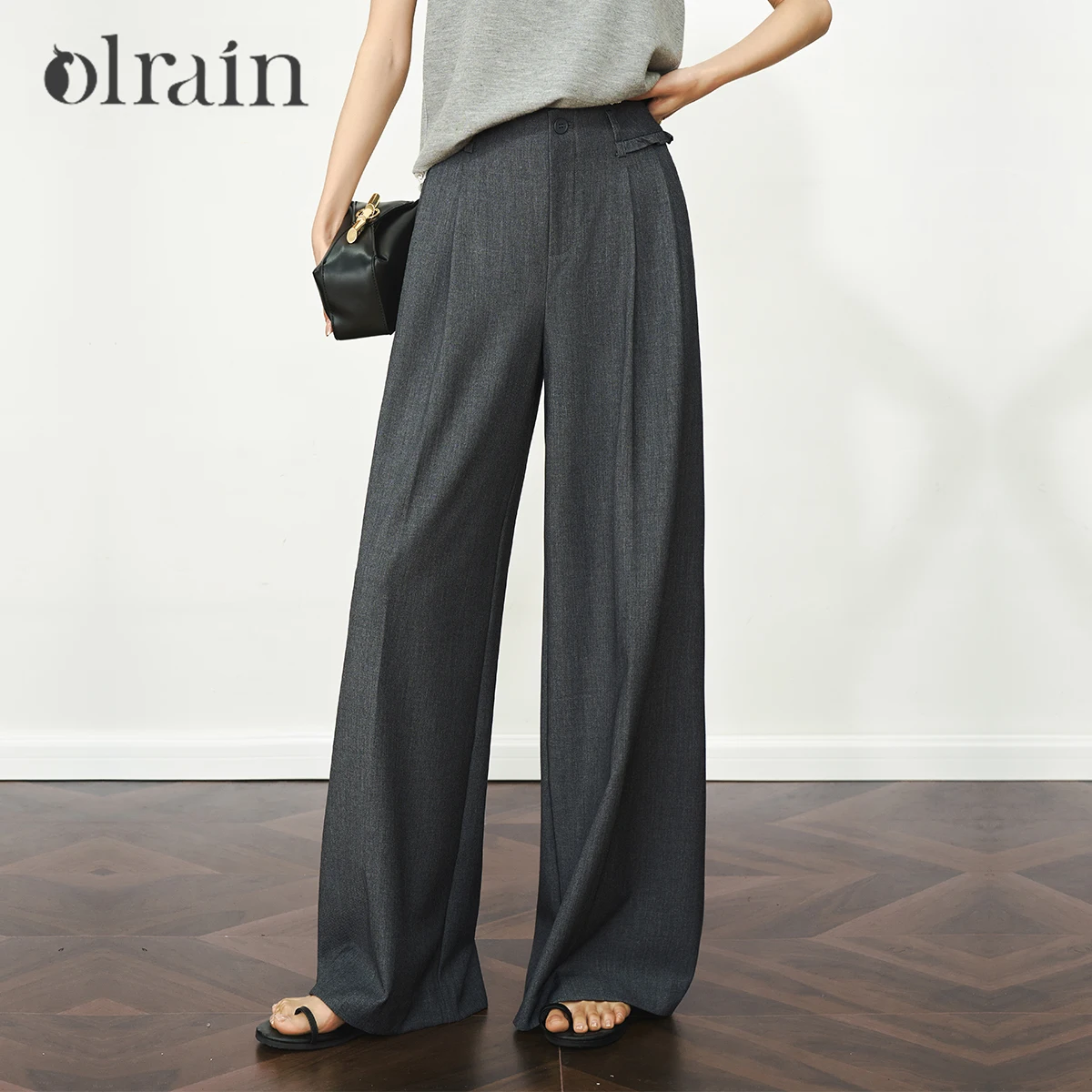 OLrain Women's Black Pants 2026 Summer Office Ladies Casual High Waist ...
