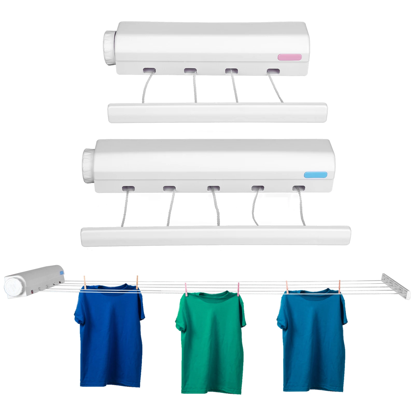 Retractable-Indoor-Clothesline-Drying-Hanger-Wall-Mounted-Clothes ...