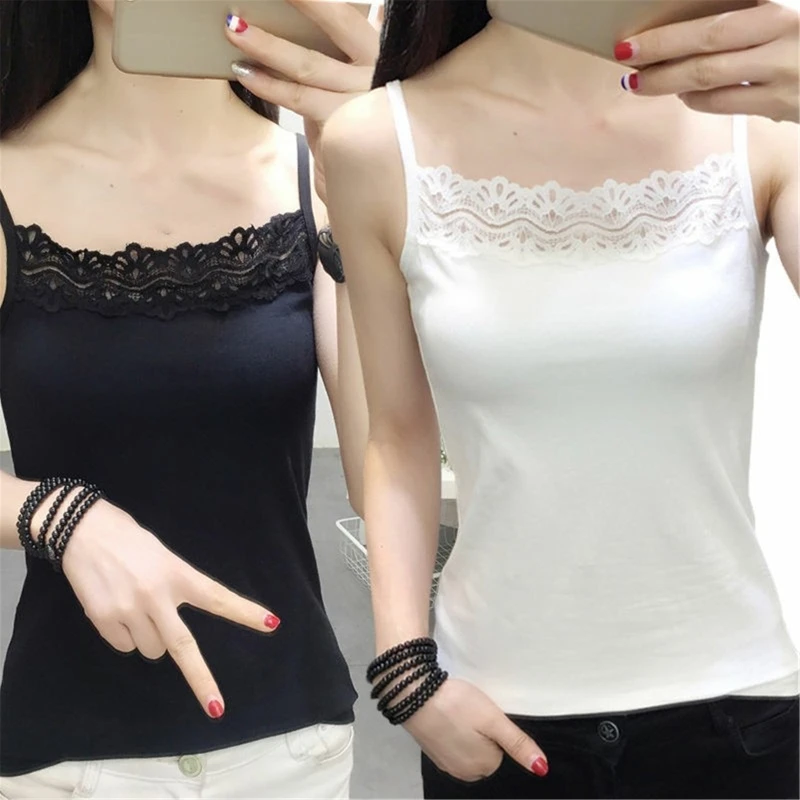 Lace Spaghetti Strap Crop Top | Spaghetti Strap Lace Cami Top ...