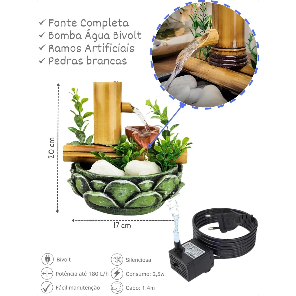 Fonte de Água Zen com Cascata e Bambu – Vários Modelos para Equilibrio ...