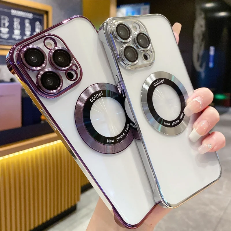 Magnetic-transparent-phone-case-for-iPhone-14-13-12-11-Pro-Max-plus ...