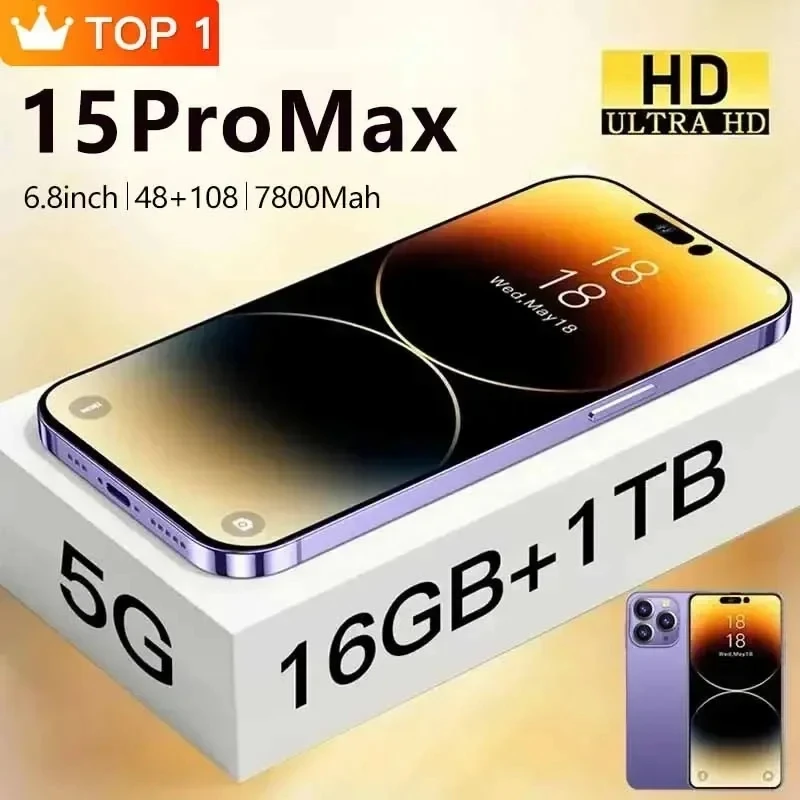 Original-Brand-New-For-15-Pro-Max-Smartphone-6-8-inch-Full-Screen-Face ...