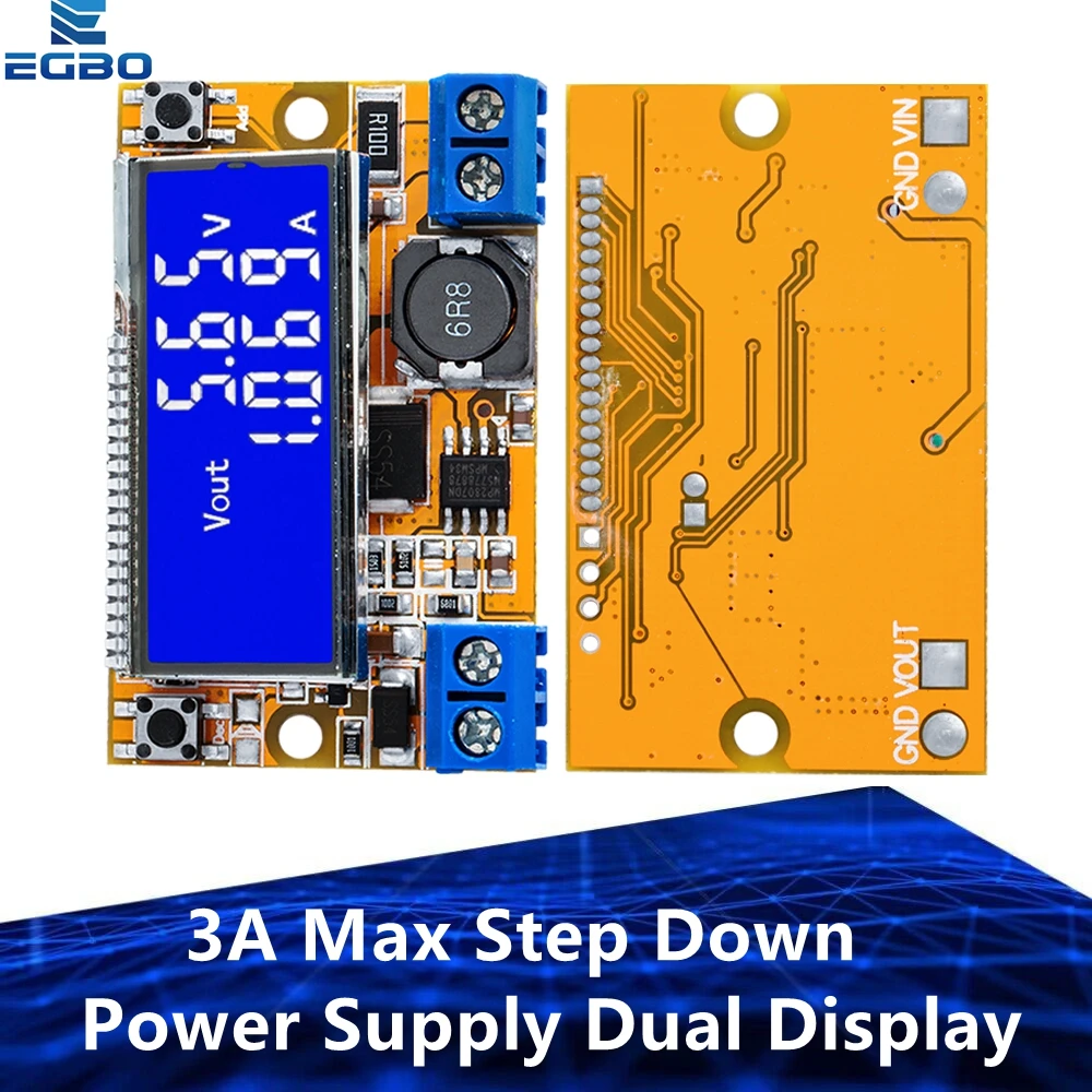 1PCS Dual Display DC DC 5-23V To 0-16.5V 3A Max Step Down Power Supply Buck Converter Adjustable ...