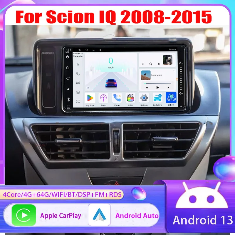 7“4+64GB Car Radio For Scion iQ 2008-2015 Multimedia Player Navigation ...