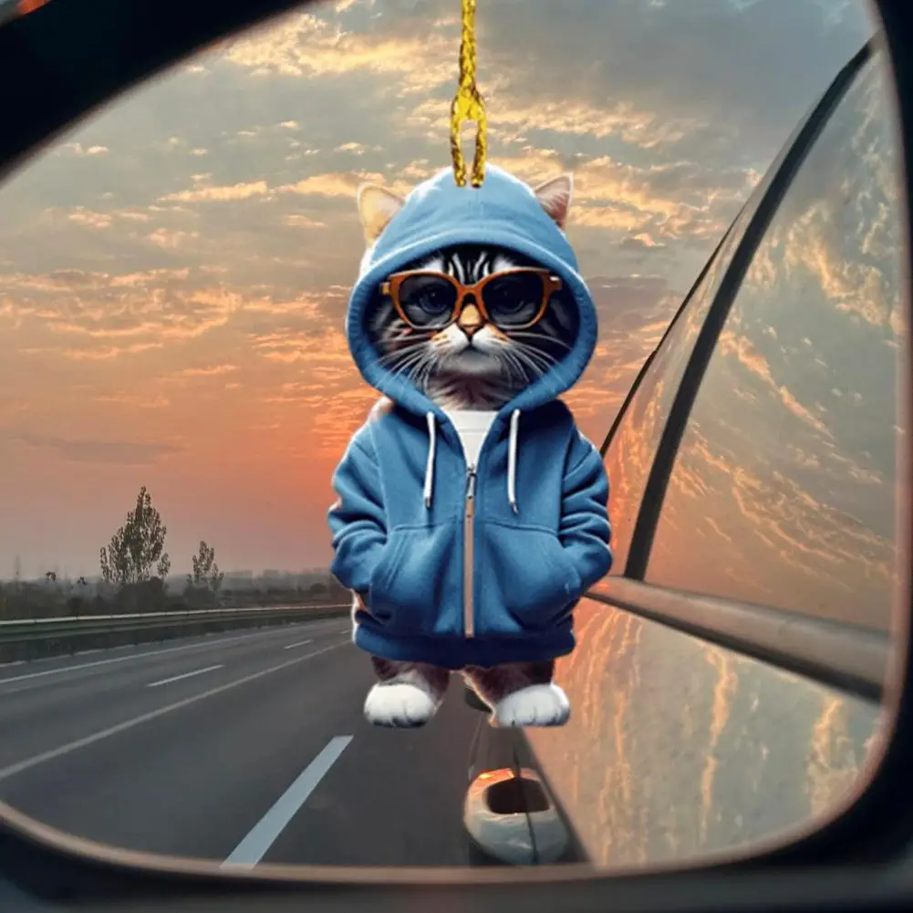 Cat Keychain Pendant Cute Cat Pendant Hanging Ornament for Car Rearview ...