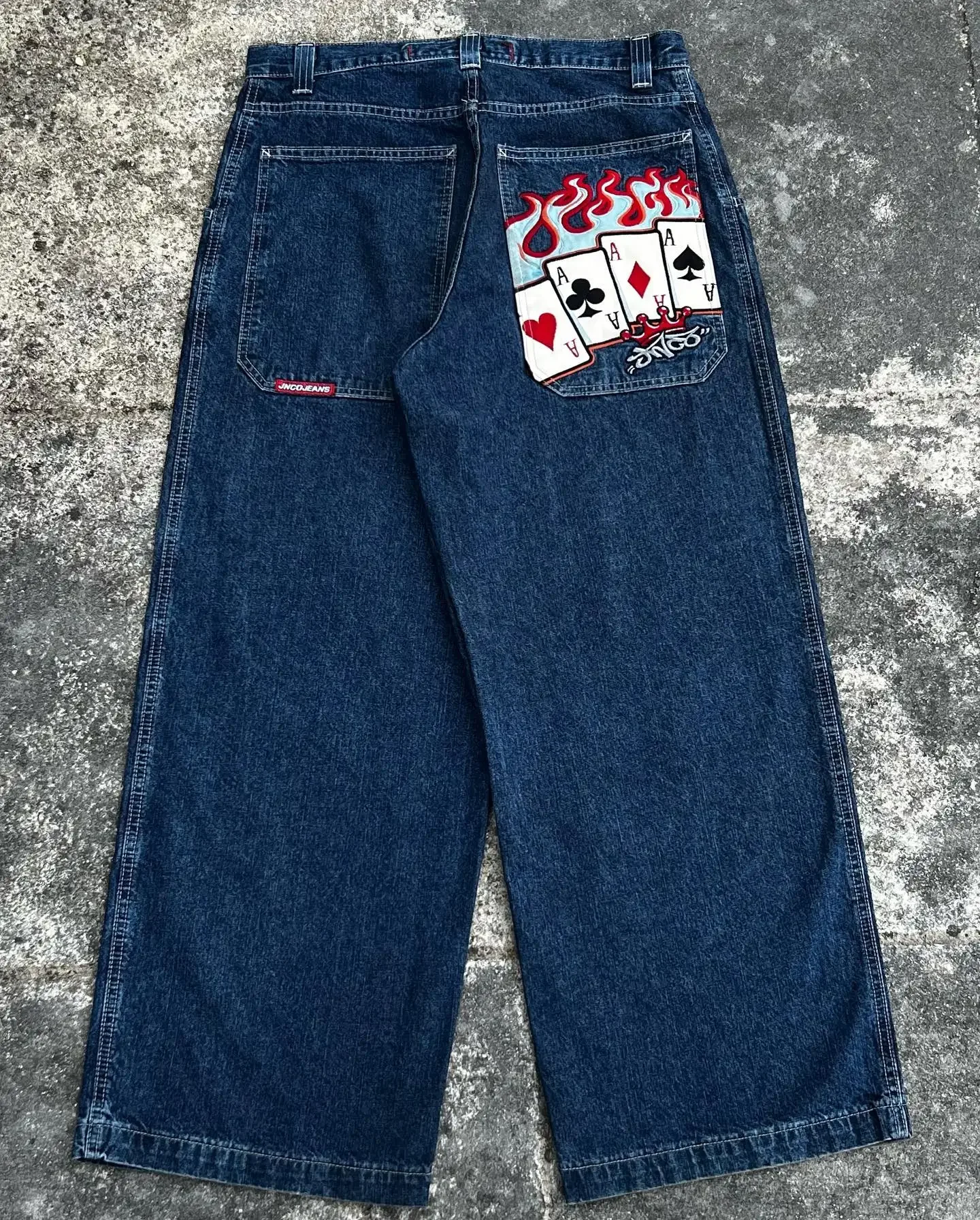 Harajuku-Hip-Hop-JNCO-Jeans-Woman-Y2K-Poker-Pattern-Baggy-Jeans-Black ...