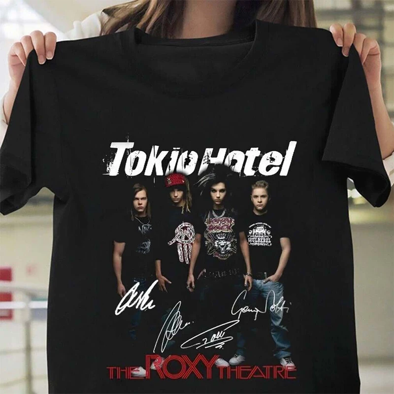 Tokio-Hotel-Cotton-T-shirt-Men-Women-Unisex-Black-Summer-Tops-Rock-Band ...