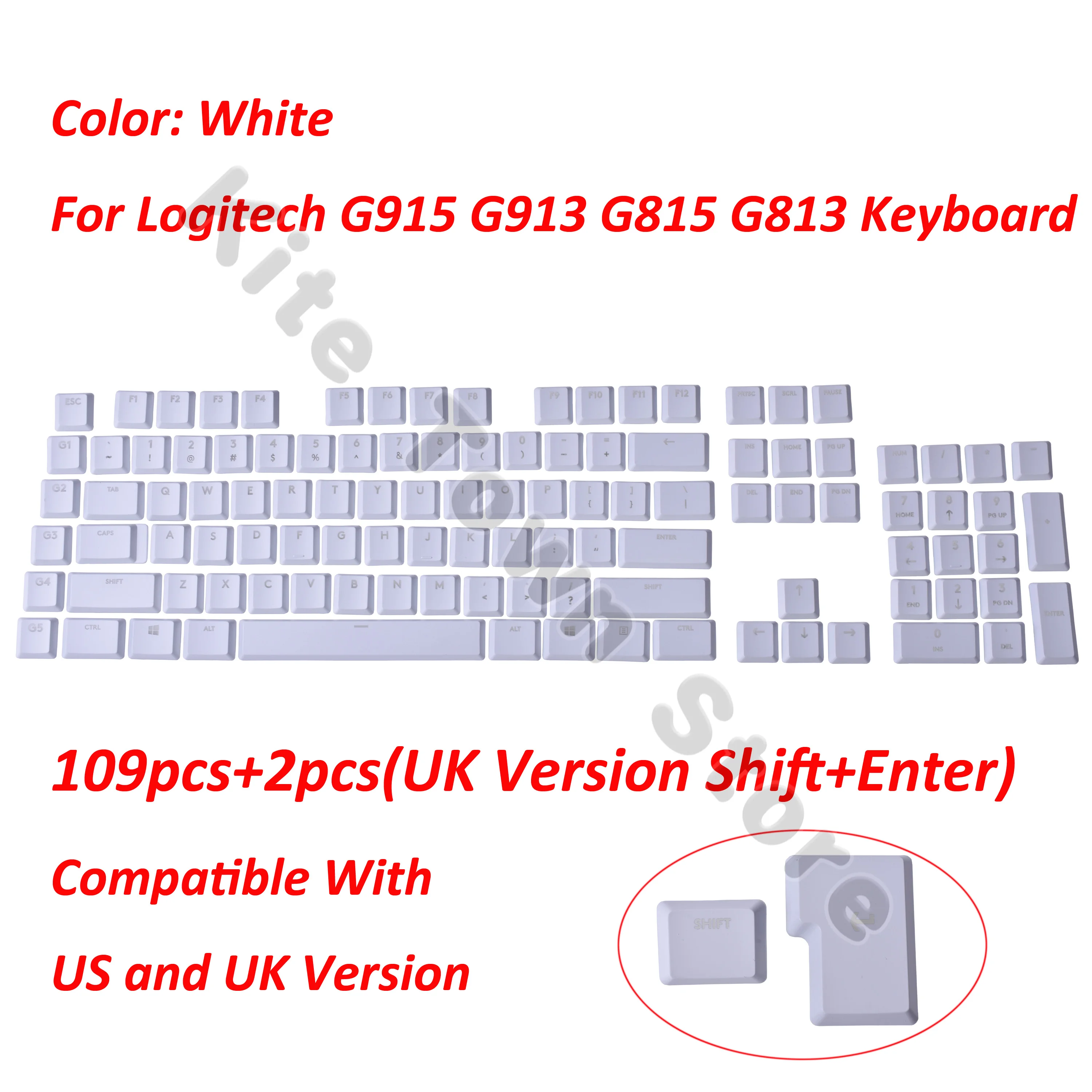 Um conjunto completo g915 109pcs + 2pcs tampas de teclas para logitech ...