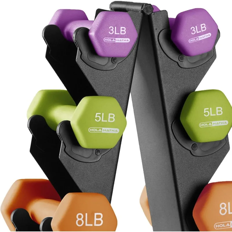 2-3-5-8-and-10-Pound-Neoprene-Dumbbell-Free-Hand-Weight-Set-with-Rack ...
