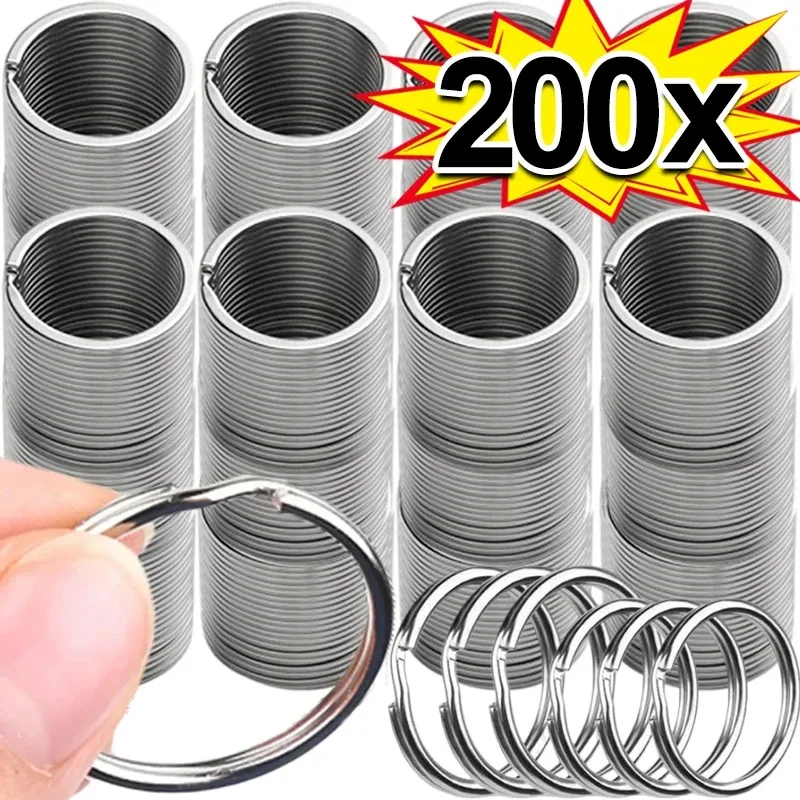 20/200pcs Stainless Steel Key Ring Key Chain 25mm Round Flat Round ...