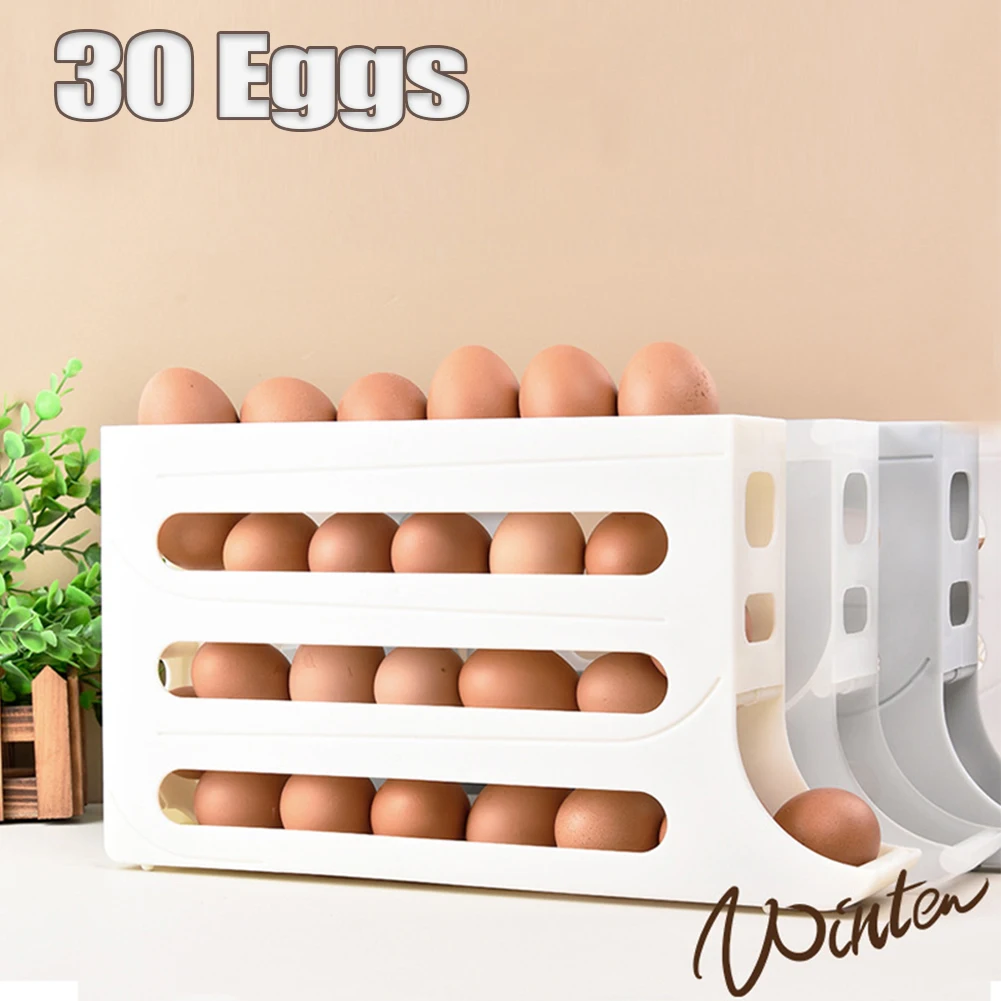 2Pcs-Automatic-Scrolling-Egg-Rack-Holds-Up-To-30-Eggs-4-Tier-Auto ...
