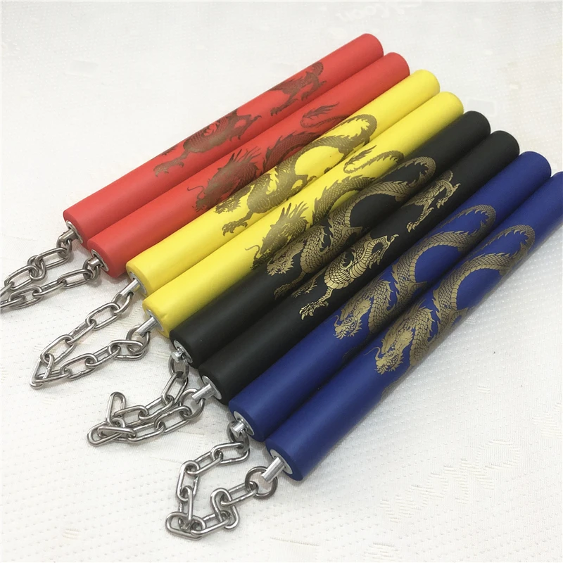 Hot Martial Arts Nunchaku Foam Dragon Pattern Black Martial Arts ...