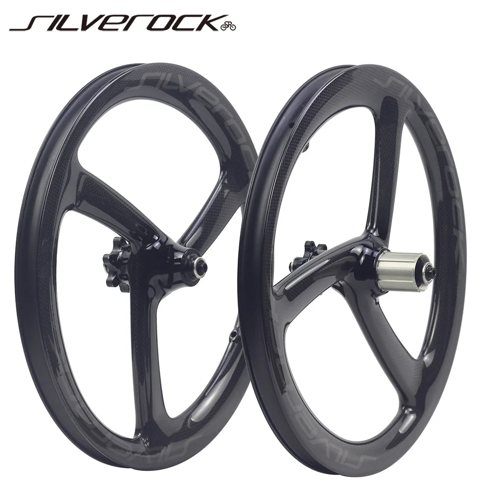 SILVEROCK Carbon Trispoke Wheels 20 "1 1/8" 451 디스크 브레이크 Tri Spoke for ...