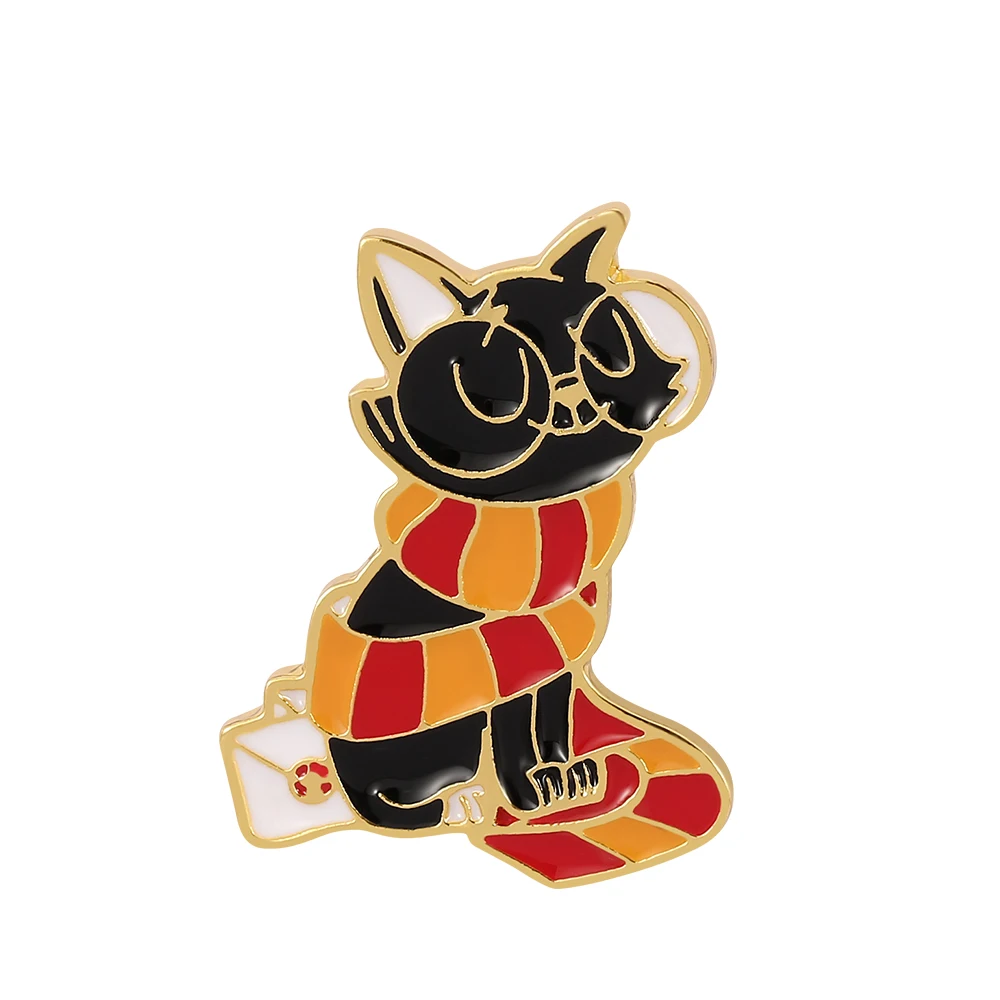 Gryffindors-Magic-Cat-Hard-Enamel-Pin-Cute-Cartoons-Animal-Scarf-Black ...