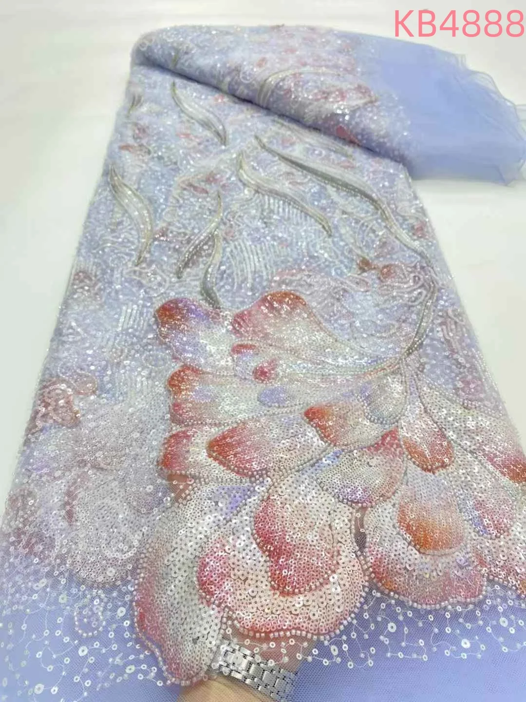 Blue Sequins Tulle Lace Fabrics African Fabric Lace High Quality 2025 ...