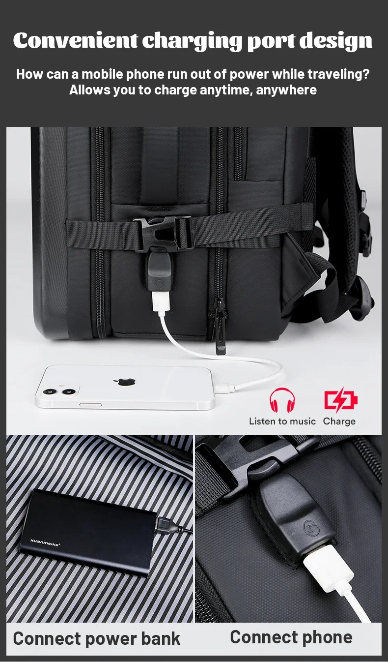 17.3”Hard Shell Backpack Men’s Business Laptop Backpack Thickened 50L ...