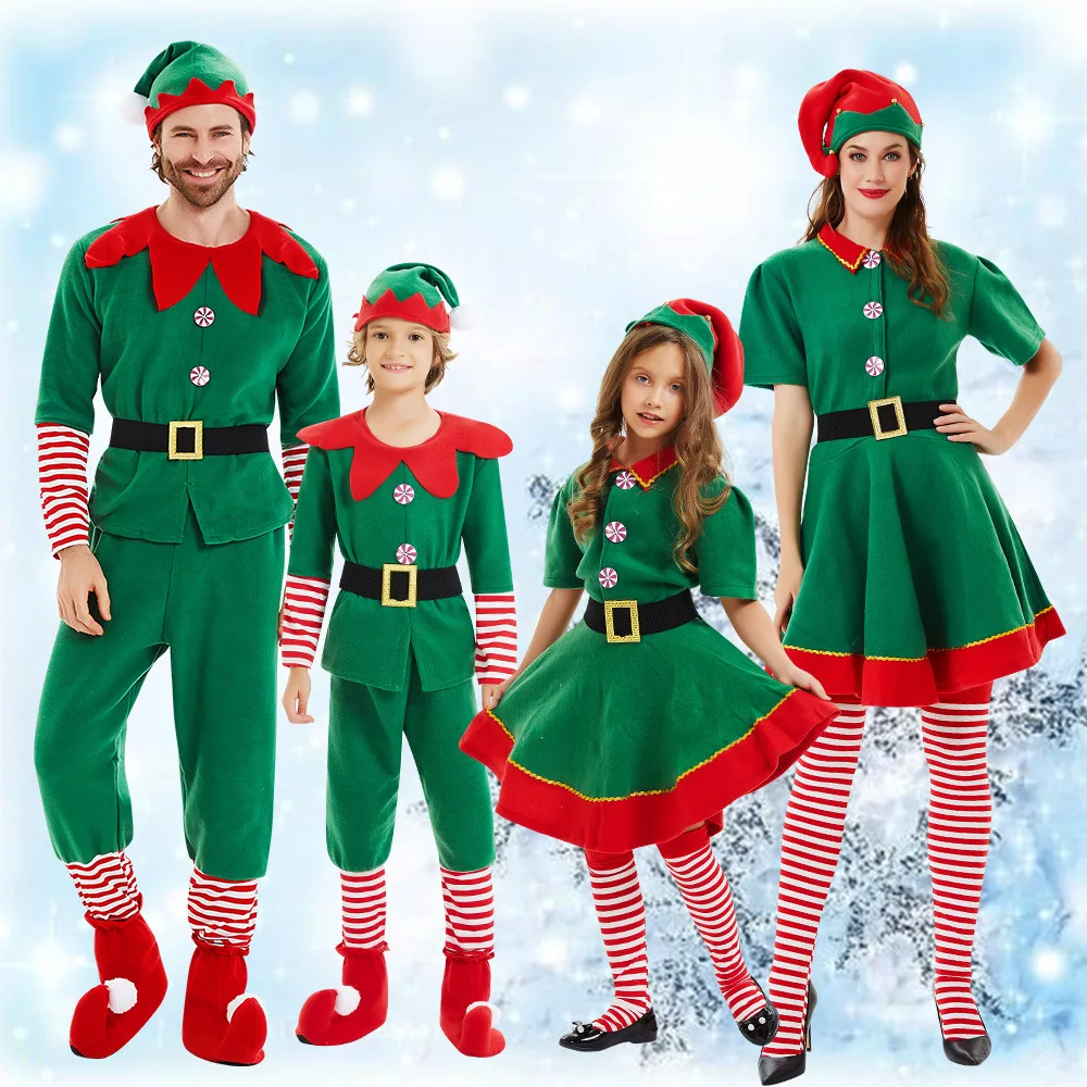 Disfraz-de-elfo-de-Navidad-para-ni-os-y-adultos-vestido-de-elfo-verde ...