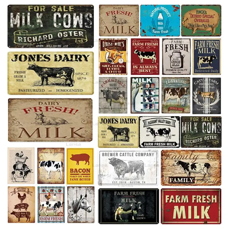 Farm-Tin-Sign-Milk-Vintage-Metal-Sign-Plaque-Metal-Vintage-Farmhouse ...