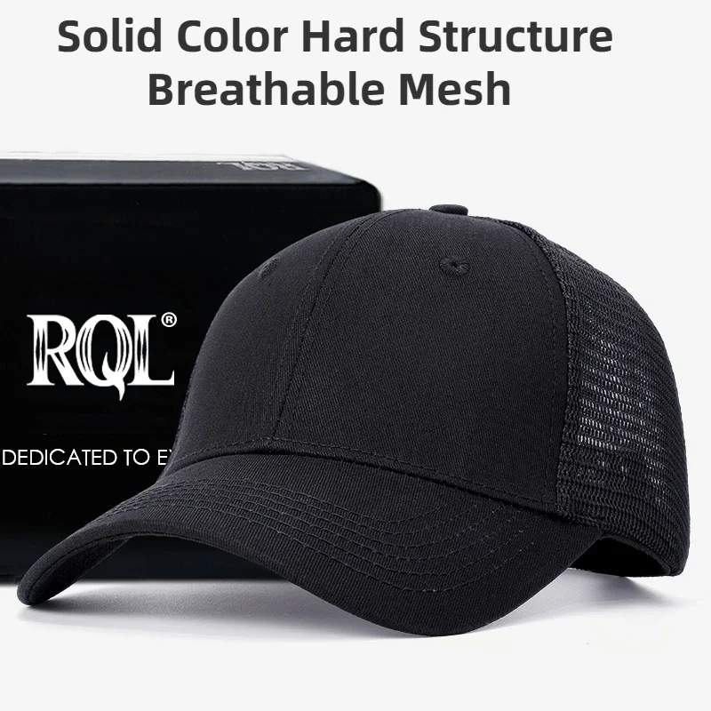 Baseball-Cap-for-Men-Women-Summer-Big-Head-Solid-Color-Half-Mesh ...