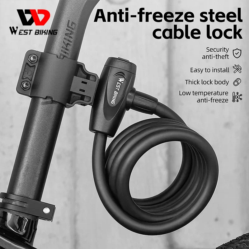 WEST-BIKING-Antifreezing-Bicycle-Cable-Lock-Portable-Anti-Theft-Bike ...