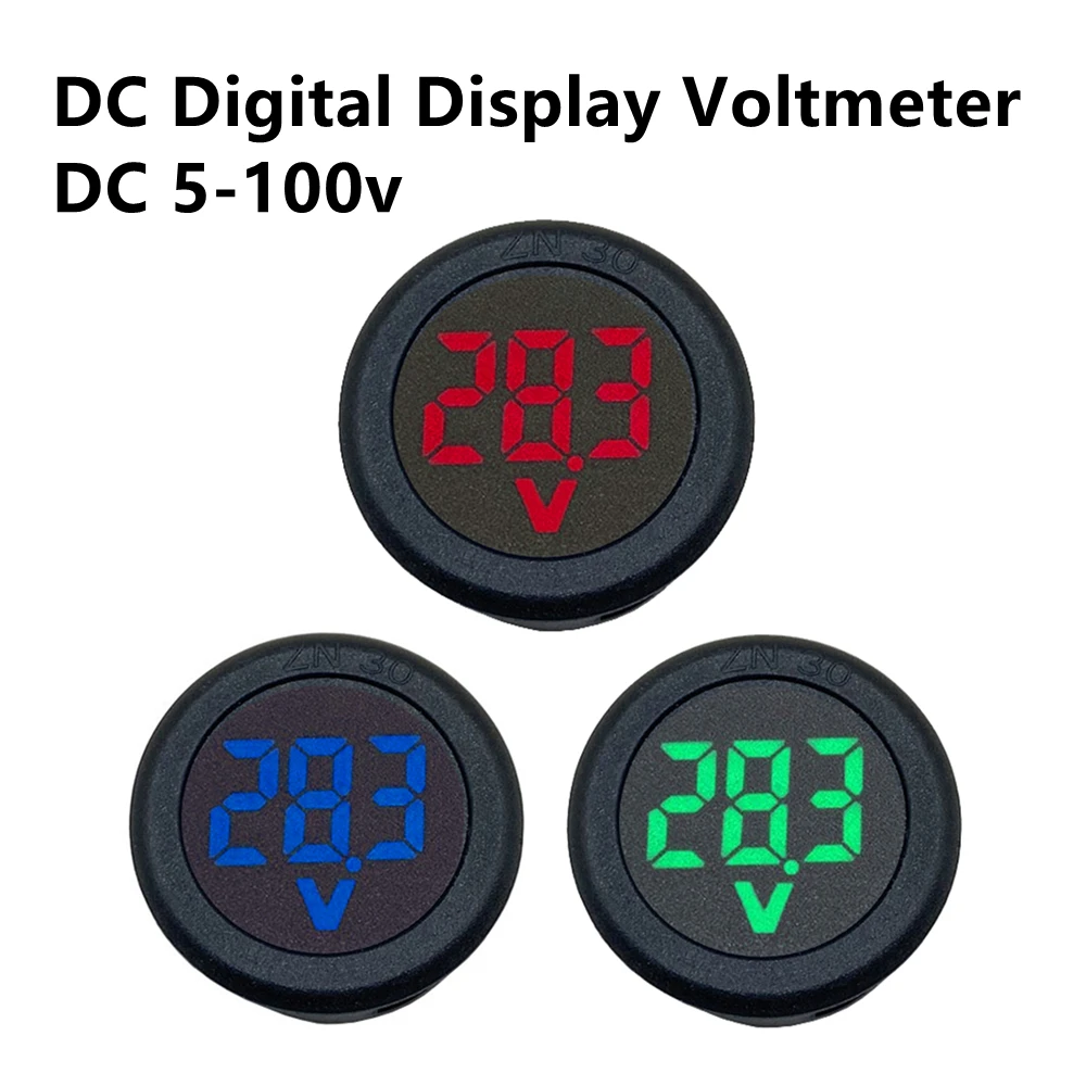 DC-5-100V-LED-Digital-Display-Round-Two-wire-Voltmeter-DC-Digital-Car ...