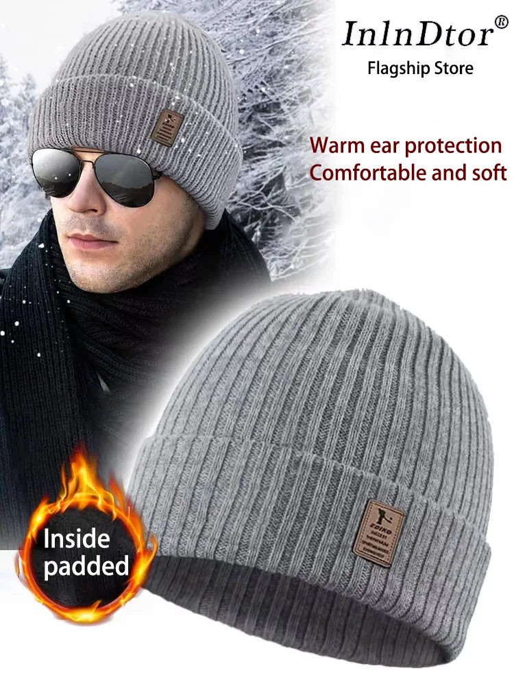 2024-new-winter-padded-warm-knitted-cap-wrapped-head-cap-wool-woolen ...