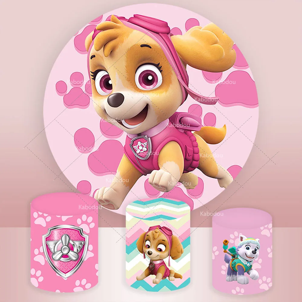 Paw-Patrol-Skye-Round-Backdrop-Cover-For-Girls-Birthday-Party ...