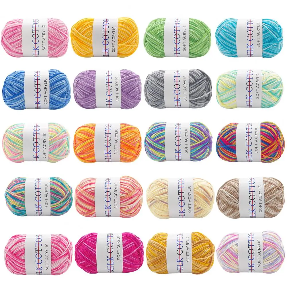 1-Roll-3-Strands-Knitted-Yarn-DIY-Breathable-Hand-Crocheting-Variegated ...