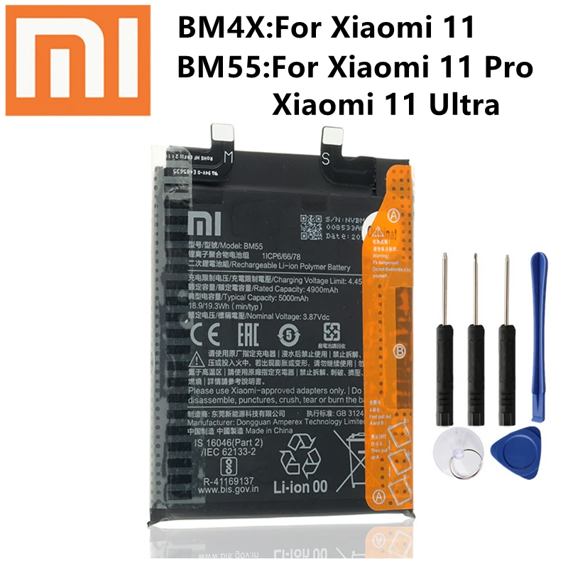 100-Xiaomi-Original-Battery-BM55-For-Xiaomi-11-Pro-Xiaomi-11-Ultra-BM4X ...