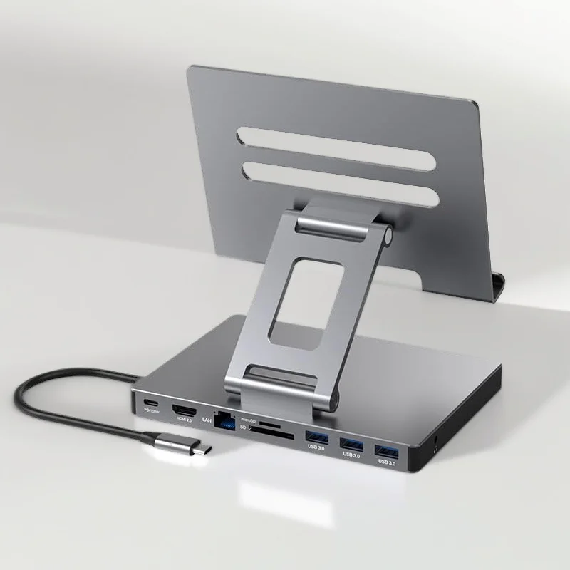 Foldable Docking Station for iPad Pro, USB C Hub Stand, 9 in 1, 4K 60Hz ...