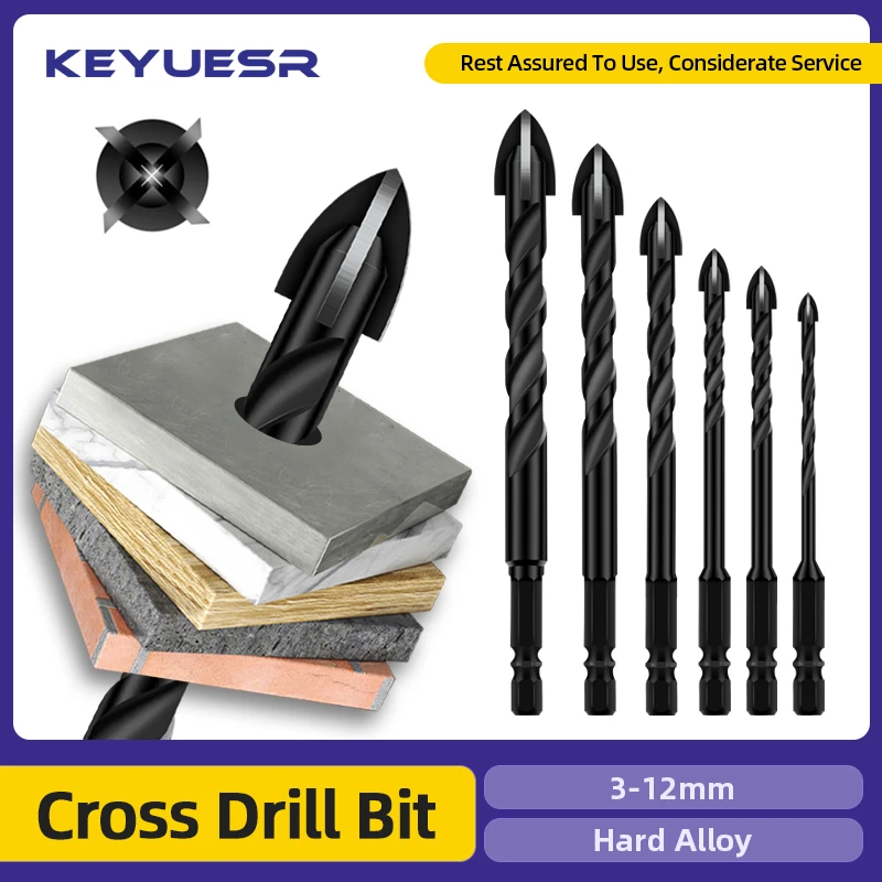 Cross Hex Drill Bit Set For Concrete Porcelain Tile Glass Metal ...