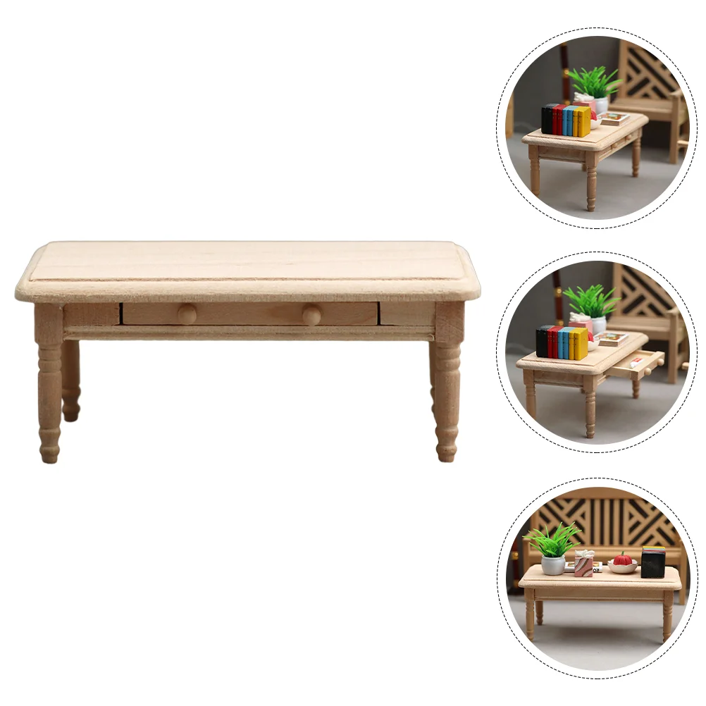 Plain-Blank-Coffee-Table-Desk-Uncolored-Mini-House-Adorn-Small-Wooden ...