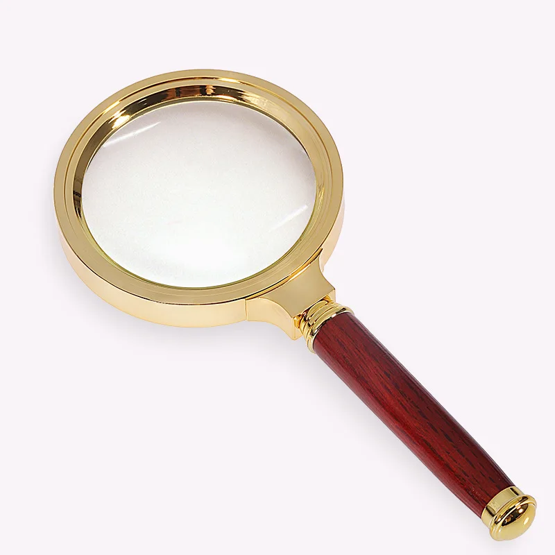 5x Classical Design Metal Frame Wooden Handle Hand Magnifier Reading ...