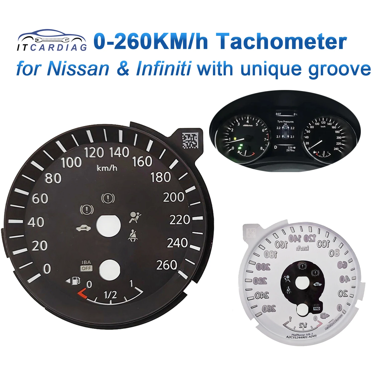 ITCARDIAG Speedometer 0-260KM/h Car Instrument Cluster for nissan ...
