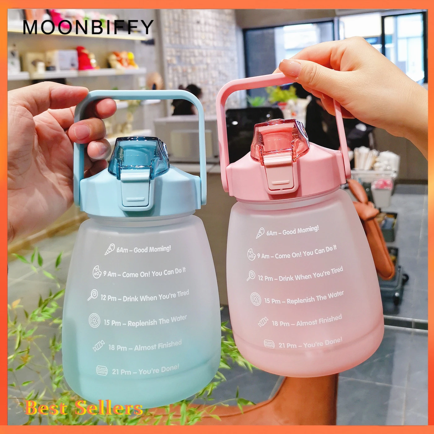 Sports Water Bottle 1.3 Liter Summer Portable Large Capacity Straw Cups Children Cute Girl Water ...