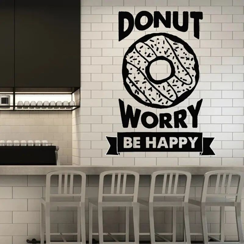 Donut-Wall-Decal-Be-Happy-Quote-Dessert-Confectionery-Cafe-Sweet-Shop ...