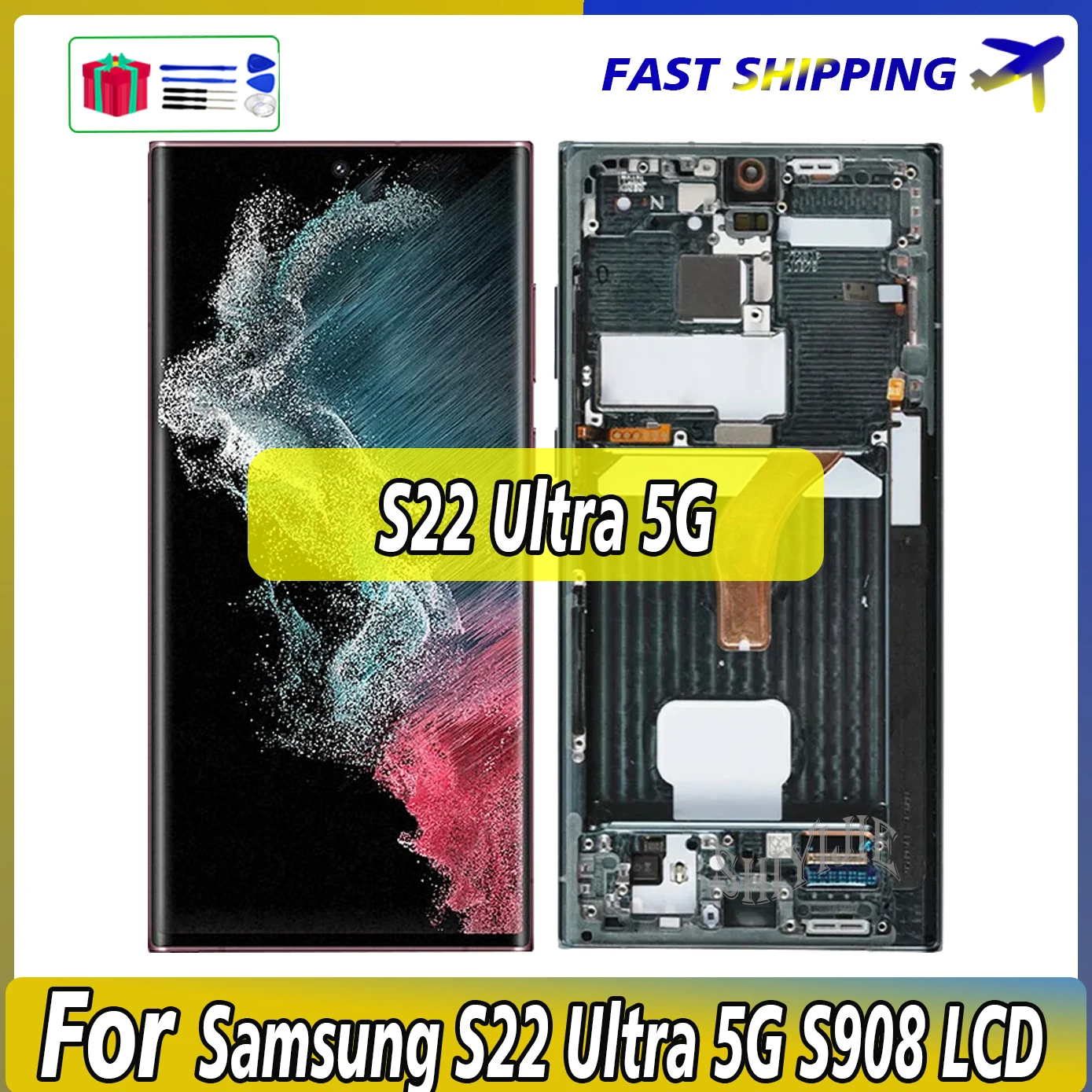 100-Original-AMOLED-For-Samsung-S22-Ultra-5G-LCD-S908-S908B-S908U ...