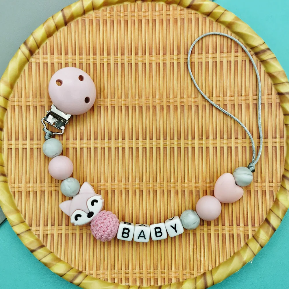Custom-English-Russian-Letters-Name-Baby-Silicone-Fox-Pacifier-Clips ...