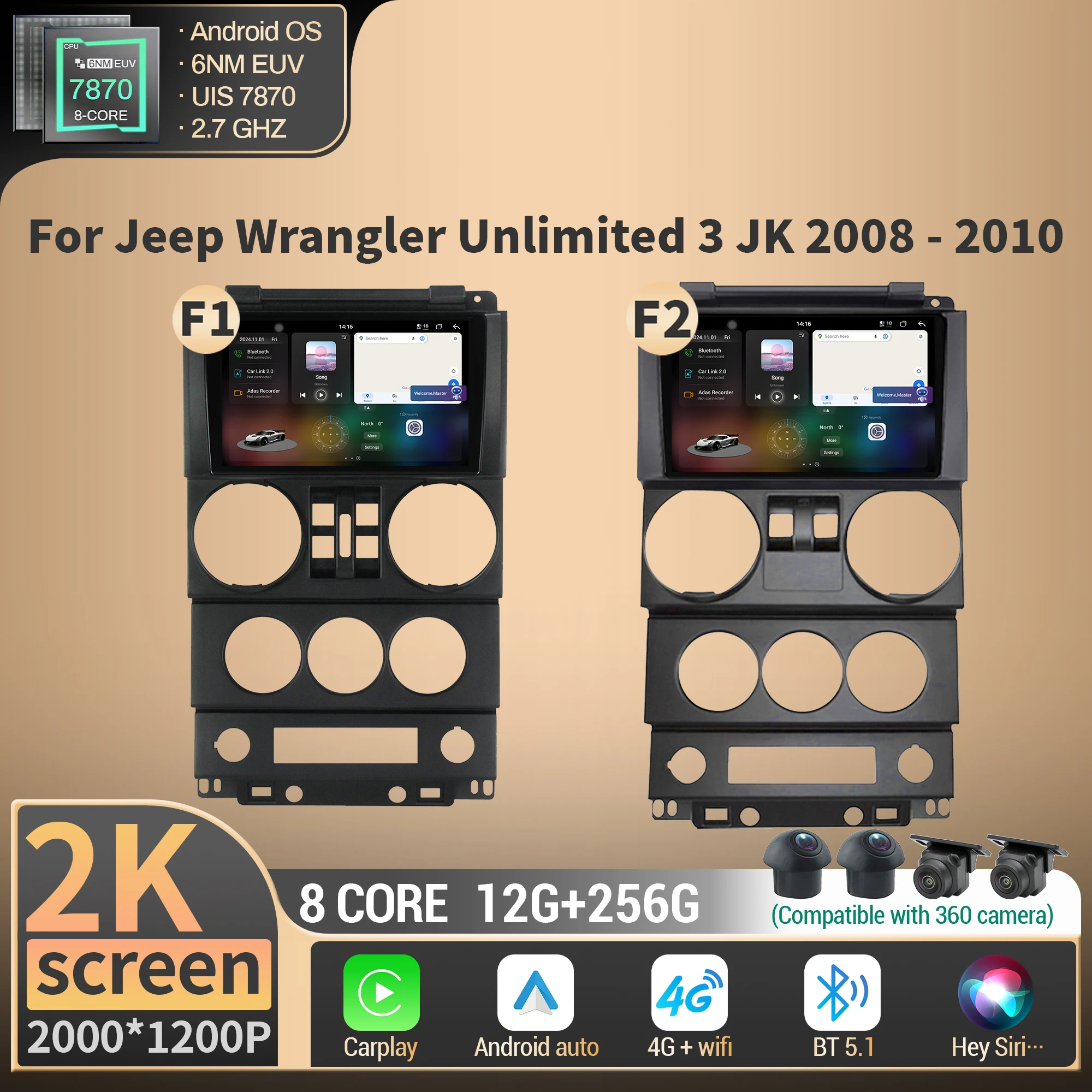 For Jeep Wrangler Unlimited 3 JK 2008-2010 Android Auto Car Radio ...