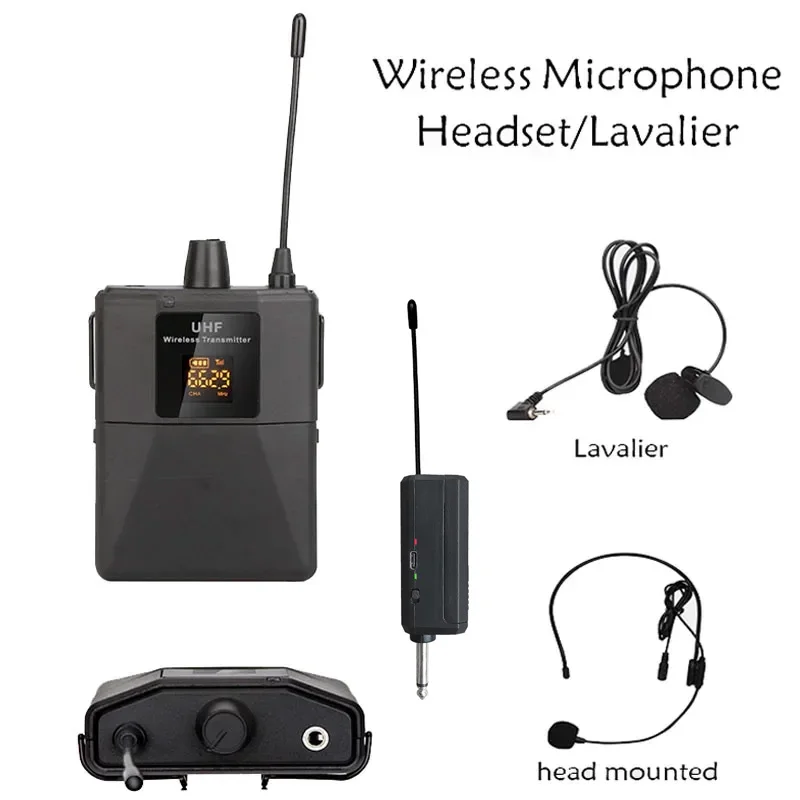 Wireless-Lavalier-Microphon-Headset-Mic-with-Transmitter-Receiver-LED ...