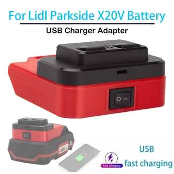 battery adapter USB Power Source Adapter for Lidl Parkside X20V Team Li ...