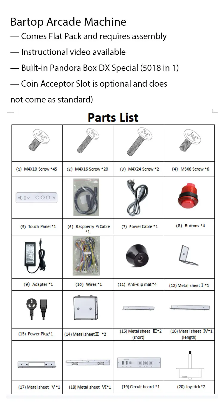 Pandora Box Arcade Board Bartop 19 inch DIY Arcade Kit Illuminate ...