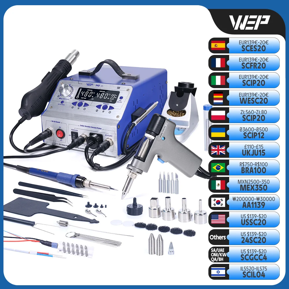 WEP-948-II-Rework-Station-Hot-Air-Gun-Sucker-Tin-Gun-Soldering-Iron ...