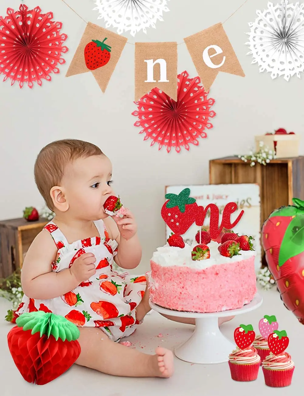 Strawberry Shortcake Cake Topper Set