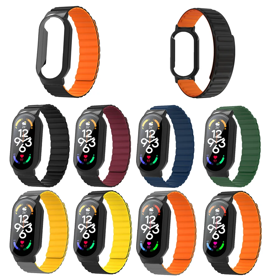 Magnetic Loop Strap Case + tempered film For Xiaomi Mi Band 7/7NFC 47mm ...